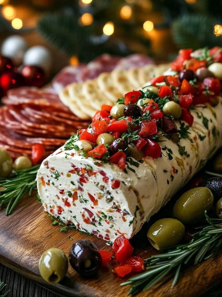 Festive Holiday Antipasto Cream Cheese Log Recipe – glassika recipes