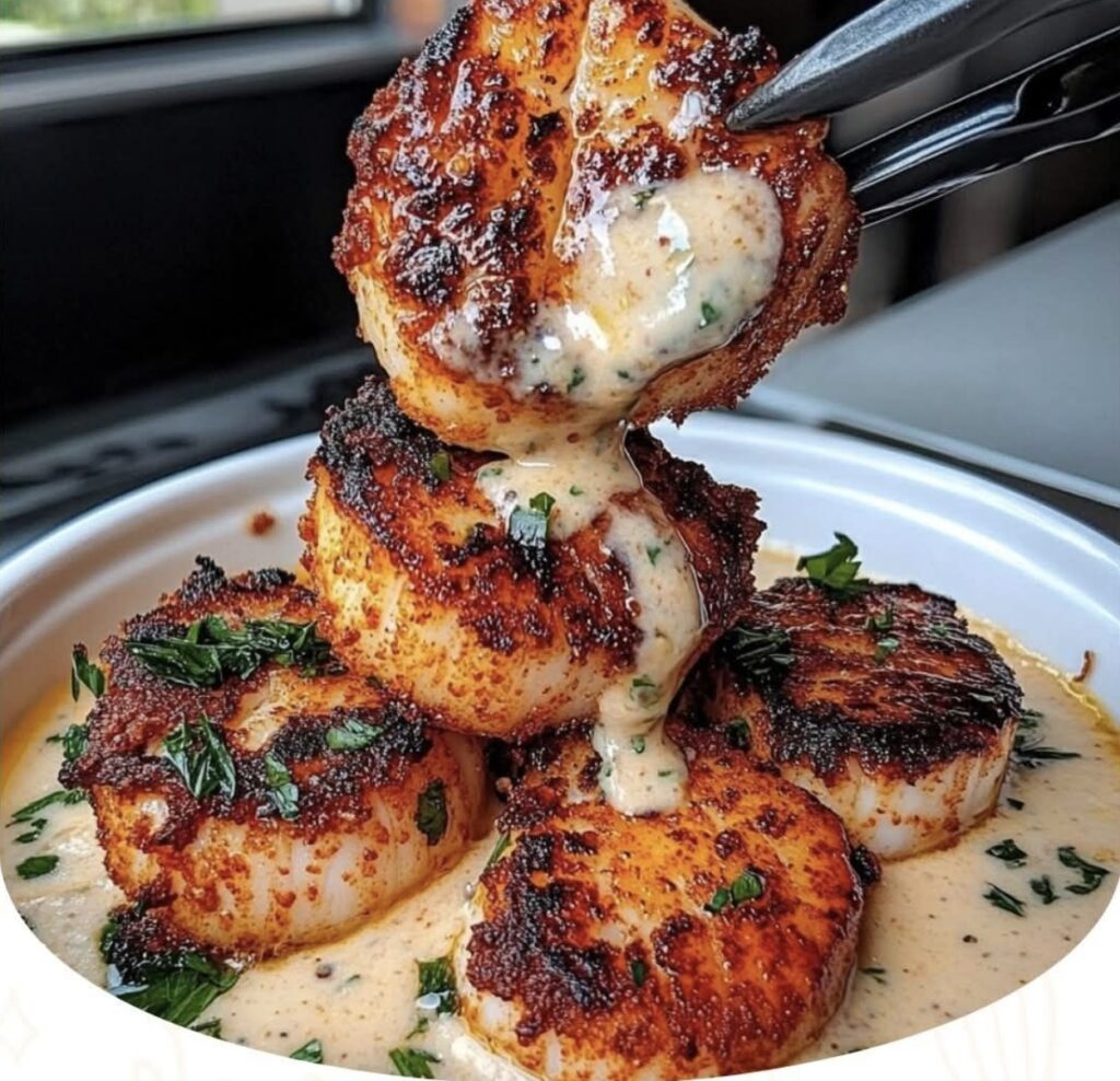 Seared Scallops with Spicy Cajun Cream Sauce – glassika recipes
