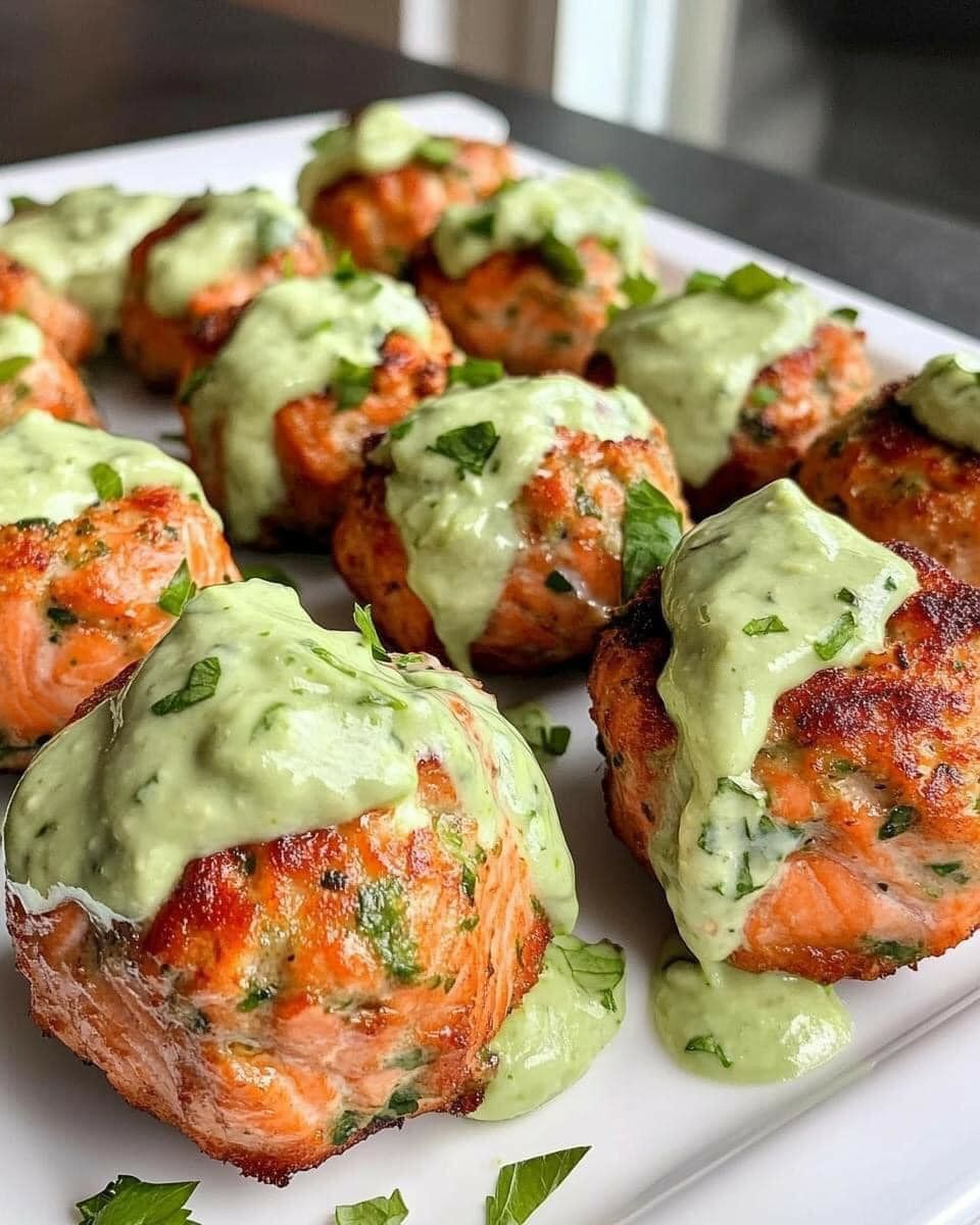 Baked Salmon Meatballs with Creamy Avocado Sauce – glassika recipes